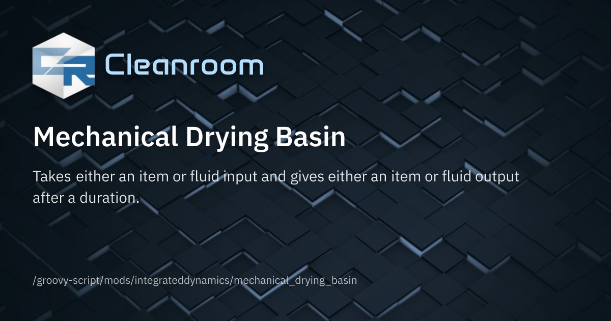 Mechanical Drying Basin | Integrated Dynamics | CleanroomMC