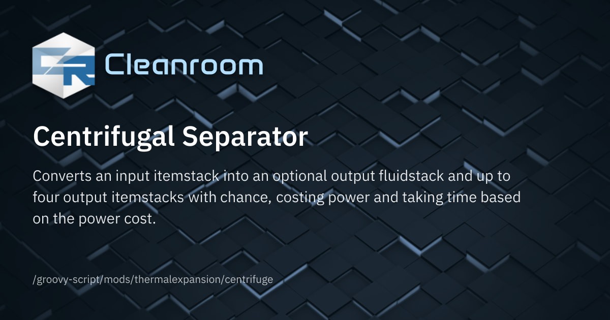 Centrifugal Separator | Thermal Expansion | CleanroomMC